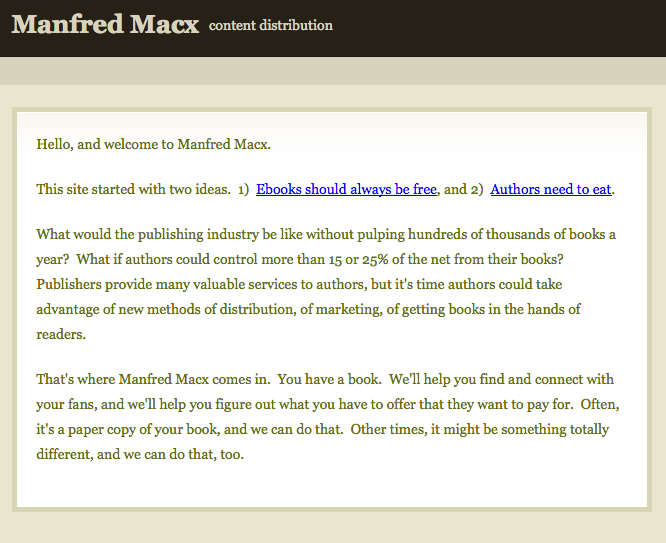 Manfred Macx: Free Ebook Publishing with a Profit | Self-Publishing Review